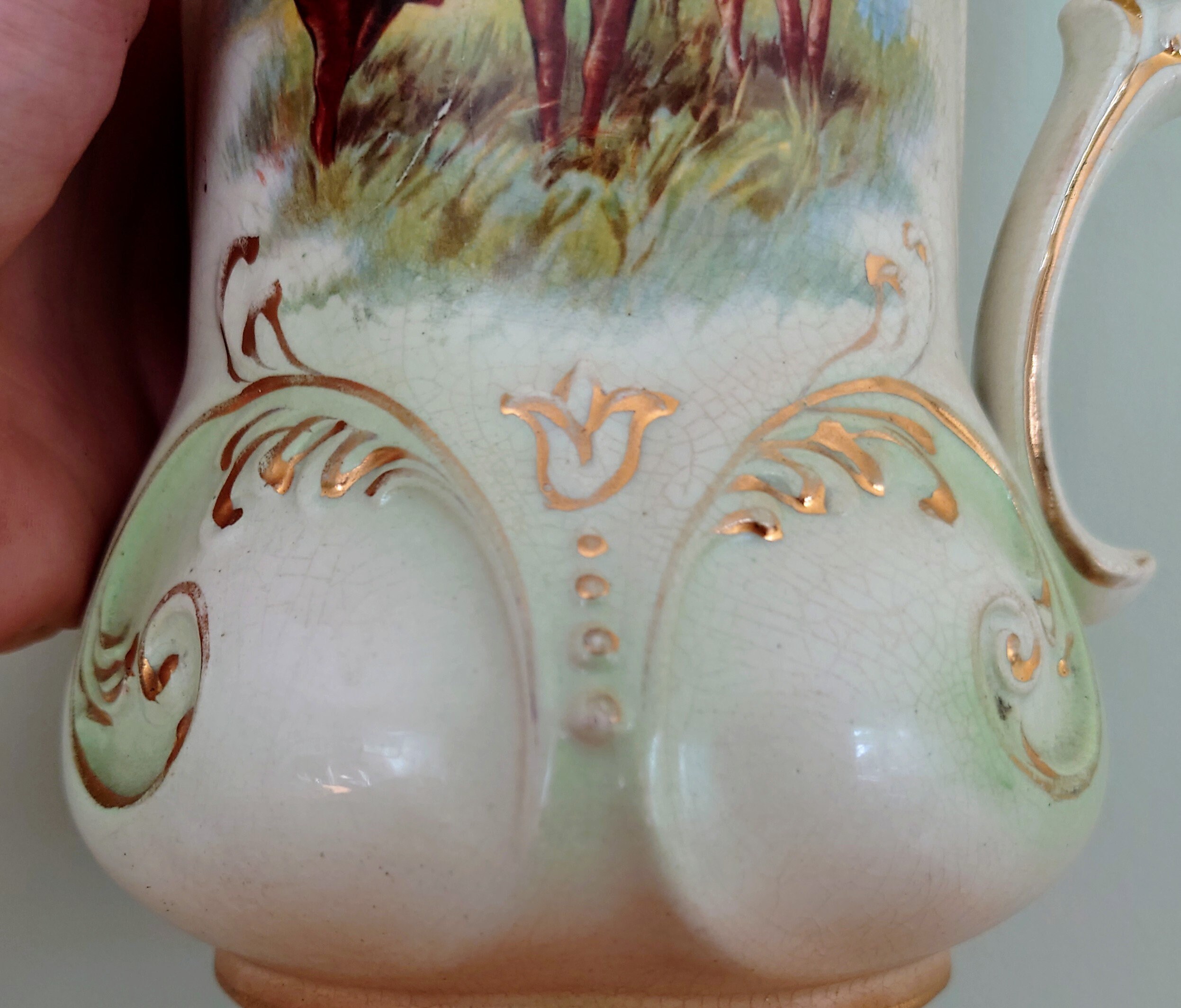 Victorian Deer Jug Ceramic Decorative Jug Airbrush/art Transfer Vase ...
