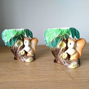 Vintage Vase Squirrel by a Tree Posy Vase Pair X 2 Hornsea Fauna Royal ...
