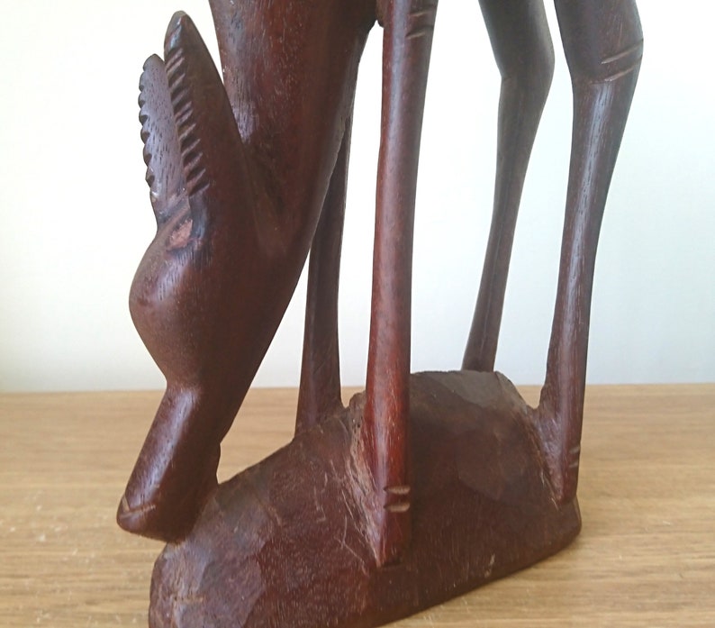 Vintage Tall large wooden african animal figurine Hand Carved | Etsy