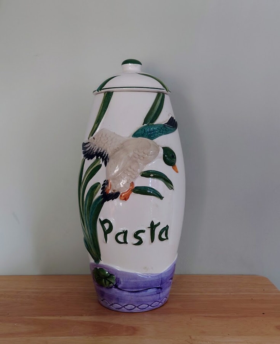 Vintage Duck Pasta Ceramic Jar Tall Spaghetti / Pasta Storage Jar ...