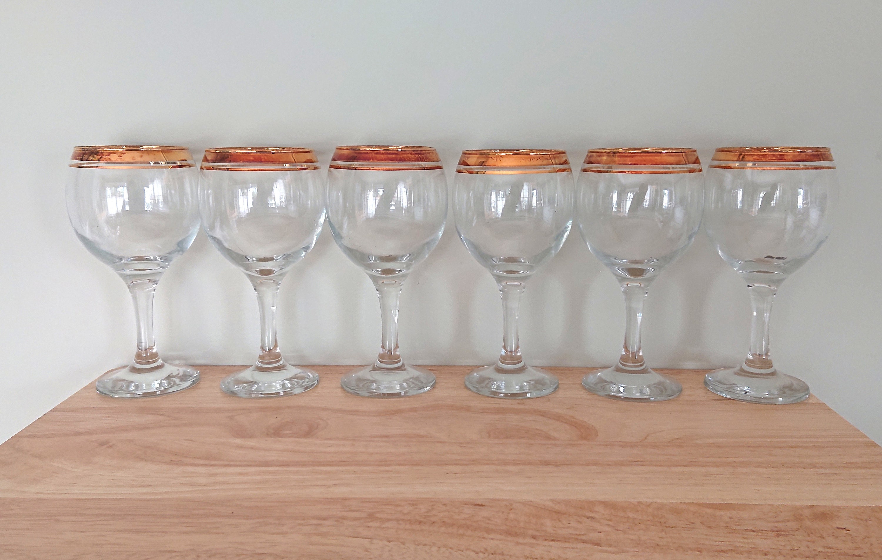 Vintage Wine Sherry Glasses Gold Gilt Modernist Drinking | Etsy