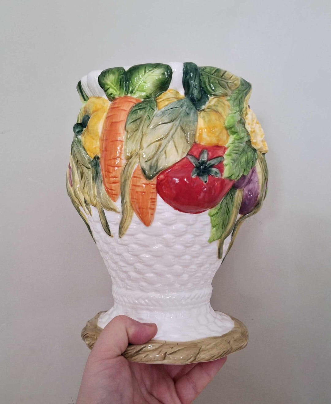 Large Hand-painted Ceramic Vase – 3D Fruit & Vegetable Design ...