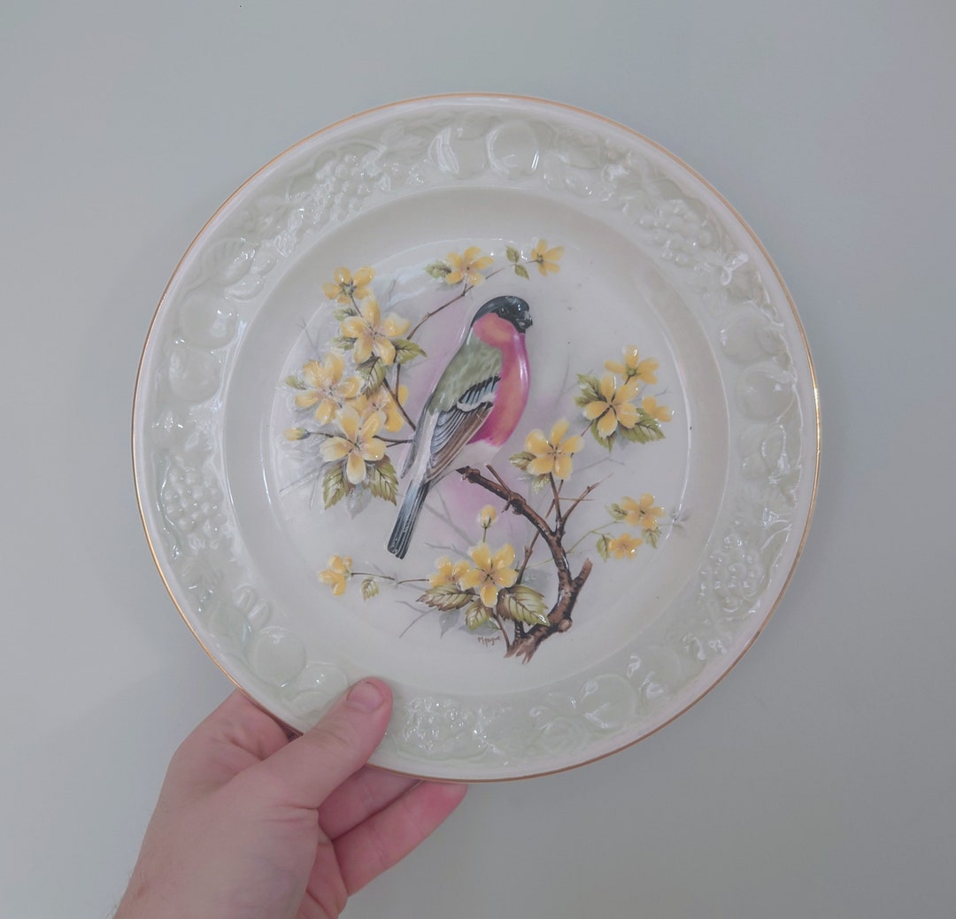 Vintage Bird Decorative Bullfinch Red Bird Plate Wall Ceramic Bullfinch ...