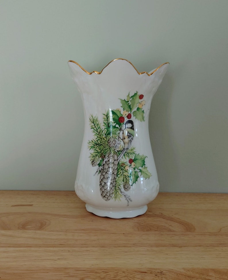 Vintage Bone China Vase Fenton Pottery Bird Floral Vase Flower - Etsy