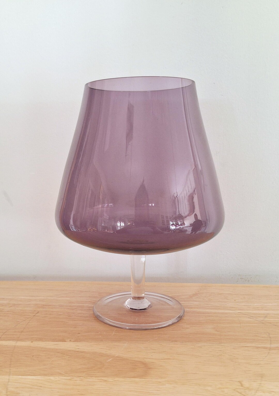 Vintage Purple Glass Vase Goblet Style – Large Display Piece | Retro ...
