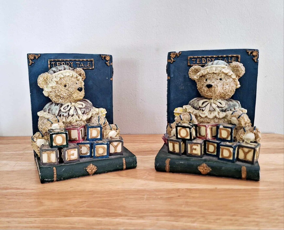 Vintage Bear Bookends Kitsch Nursery Bookends Décor Ornament Teddy Bear ...