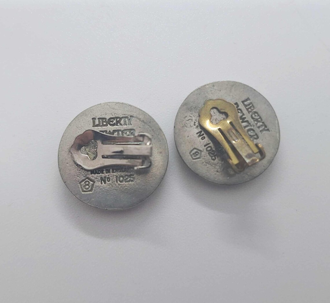 Vintage Liberty Pewter and Hammered Copper Clip-on Earrings | Art Deco ...