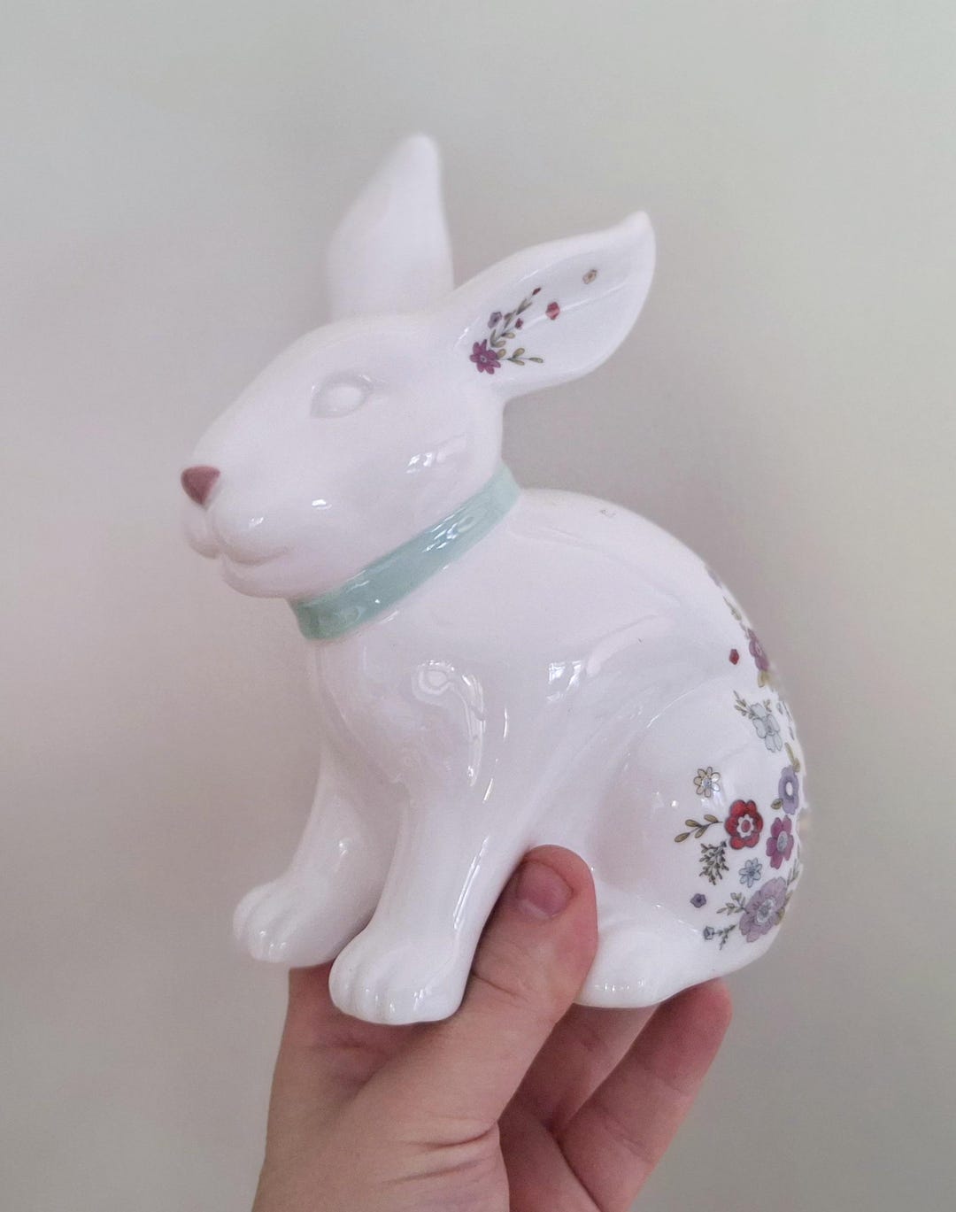Vintage Ceramic Floral Rabbit Money Box, Decorative Floral Design Bunny ...