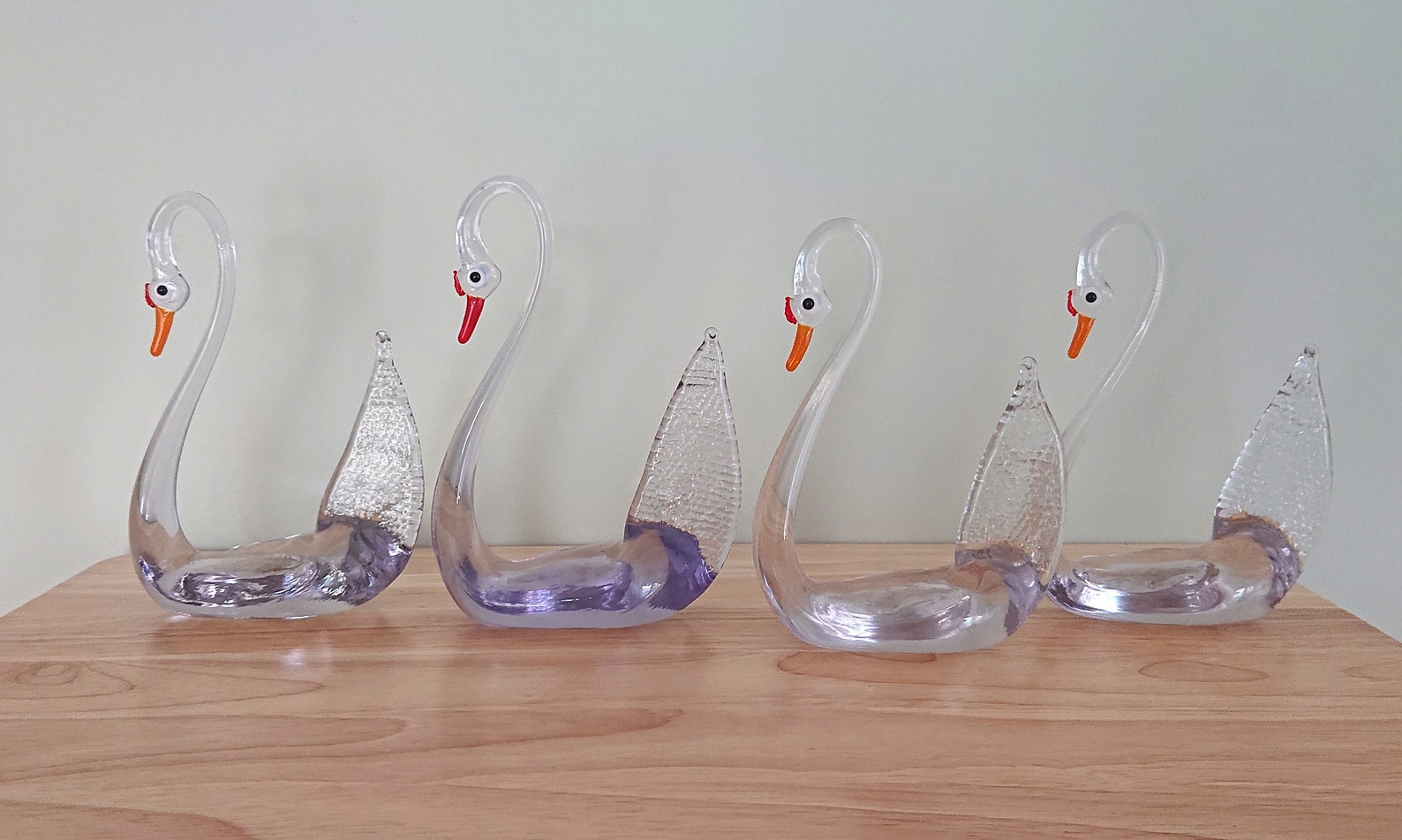 Vintage Handblown Glass Swan Set of 4 Decorative Swan - Etsy