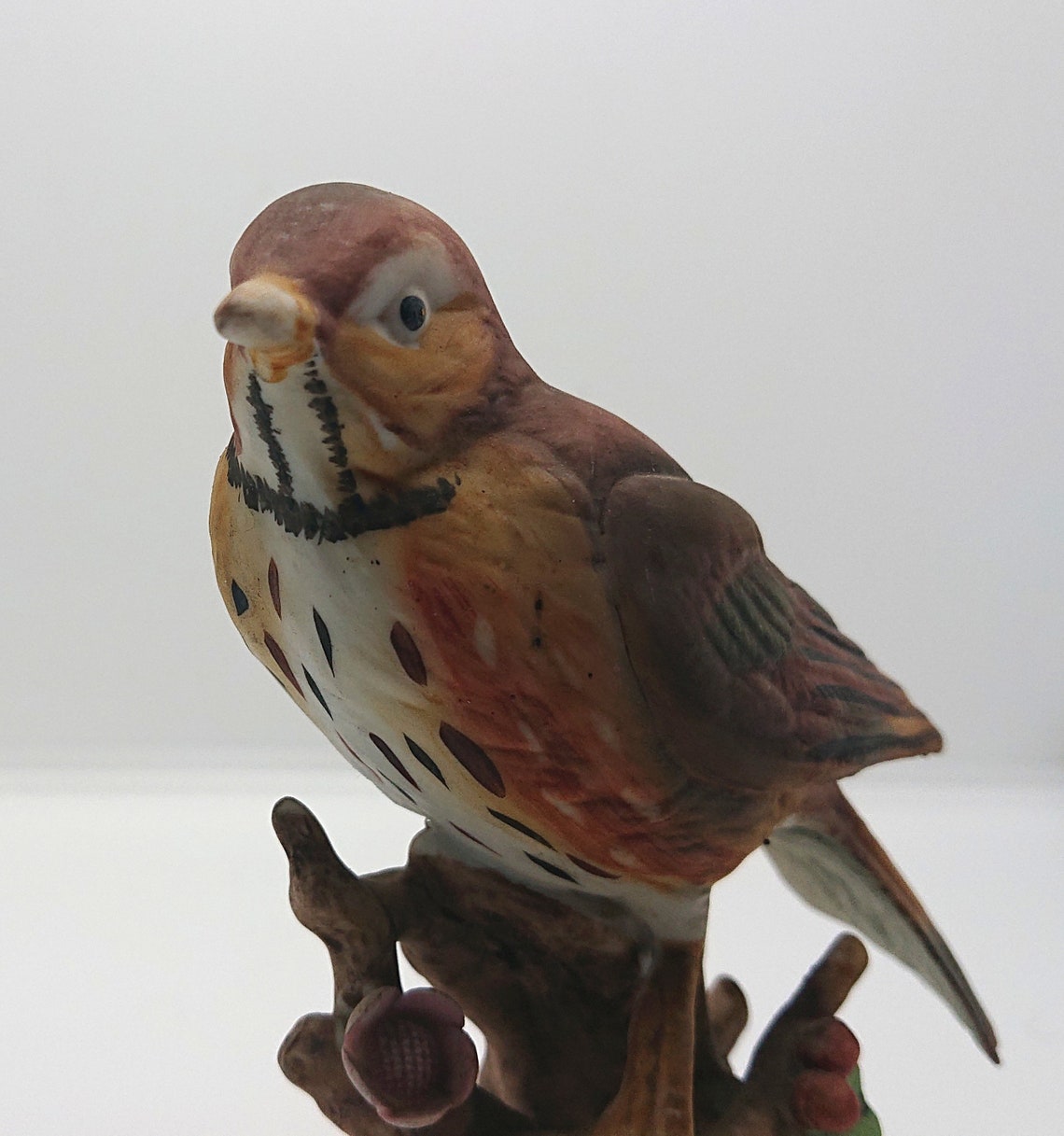Vintage Bird Figurine on Branch Wood Thrush Collectable Bird - Etsy