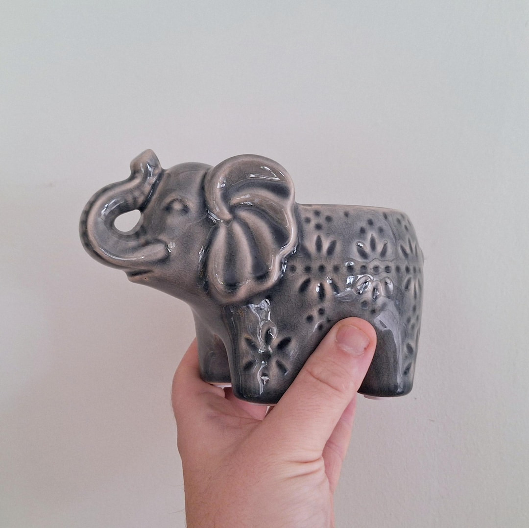 Vintage Ceramic Elephant Planter, Elephant Decor, Succulent Plant ...