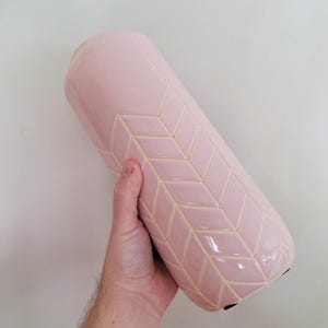 Pastel Pink Ceramic Tall Vase With Chevron Pattern – Modern Geometric ...