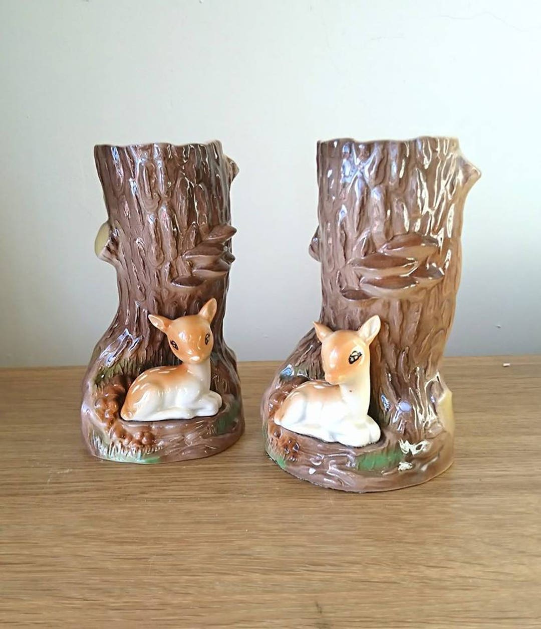 Vintage Vase Pair Deer Hornsea Fauna Royal Vase Collectible Kitsch Deer ...