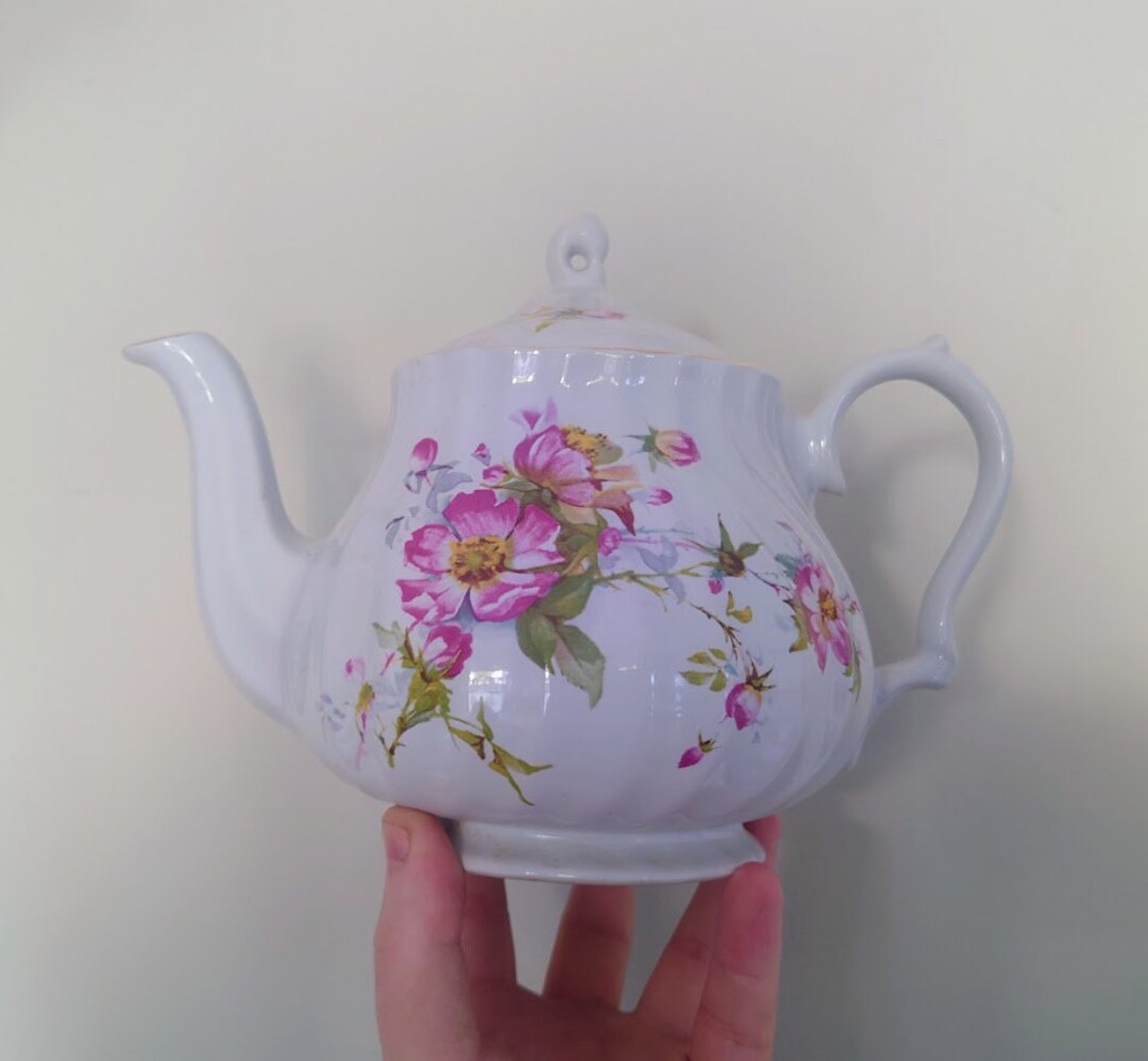 Vintage Teapot Floral Pink, Yellow Flowers, Swirl Collectable ...
