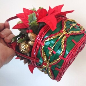 Vintage Christmas Floral Poinsettia Basket Arrangement - Etsy UK