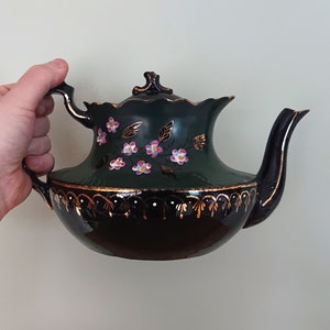 Teapot Antique English Victorian Jackfield Teapot Hand Painted Pansy ...