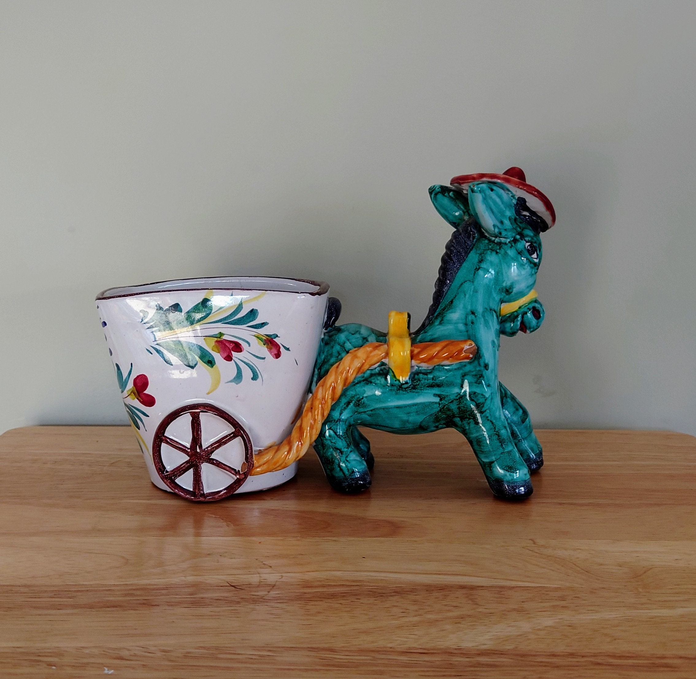 Vintage Plant Pot Donkey Hand Painted Herb Pot Collectable Planter ...