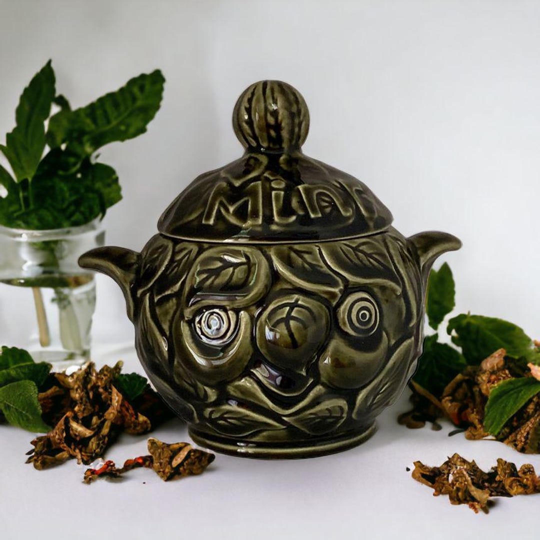 Vintage Royal Milton Mint Sauce Herb Pot, Kitsch Retro Leaf Design ...