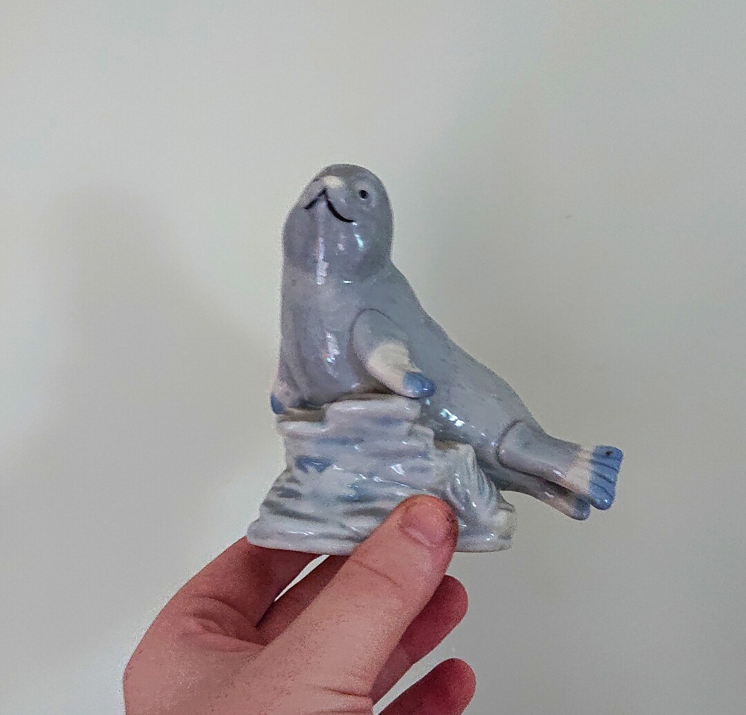 Vintage Seal Figurine Ceramic Marine Animal Kitsch Seal Ornament Artic ...