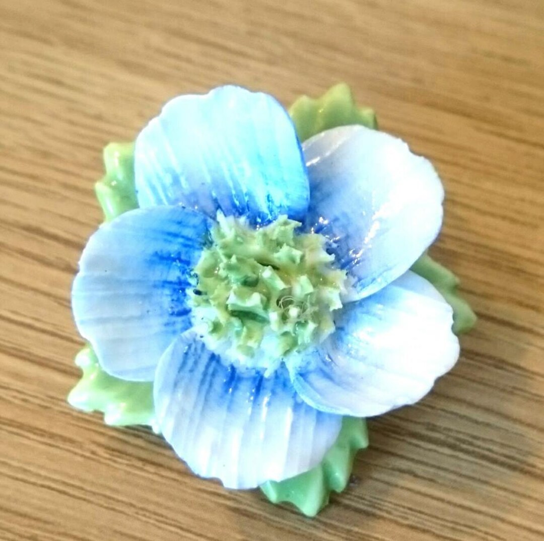 Vintage Brooch Blue Floral Bone China Brooch Staffordshire England - Etsy