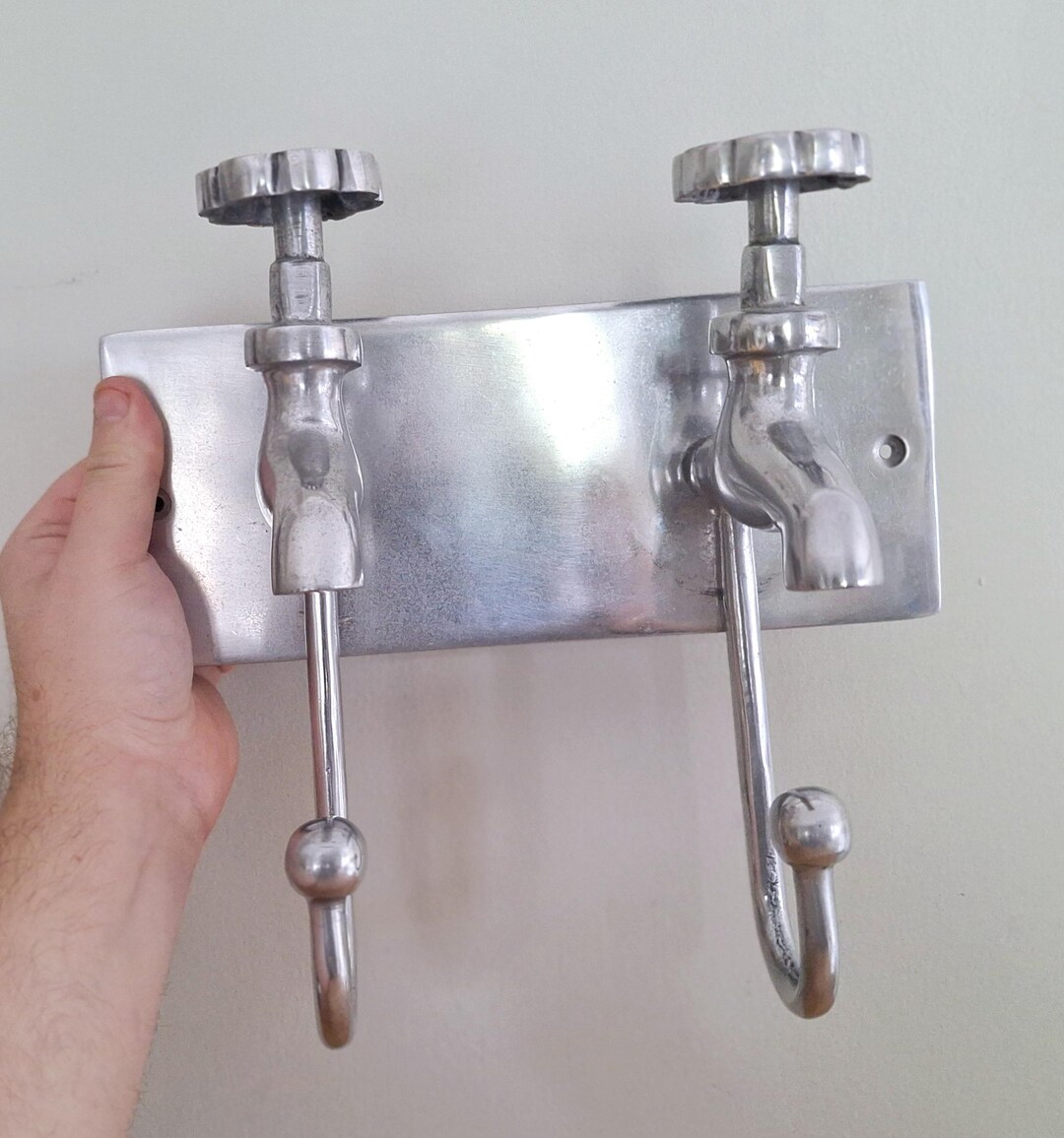 Industrial Metal Coat Hooks Wall Mounted Vintage Tap Design Reclaimed ...