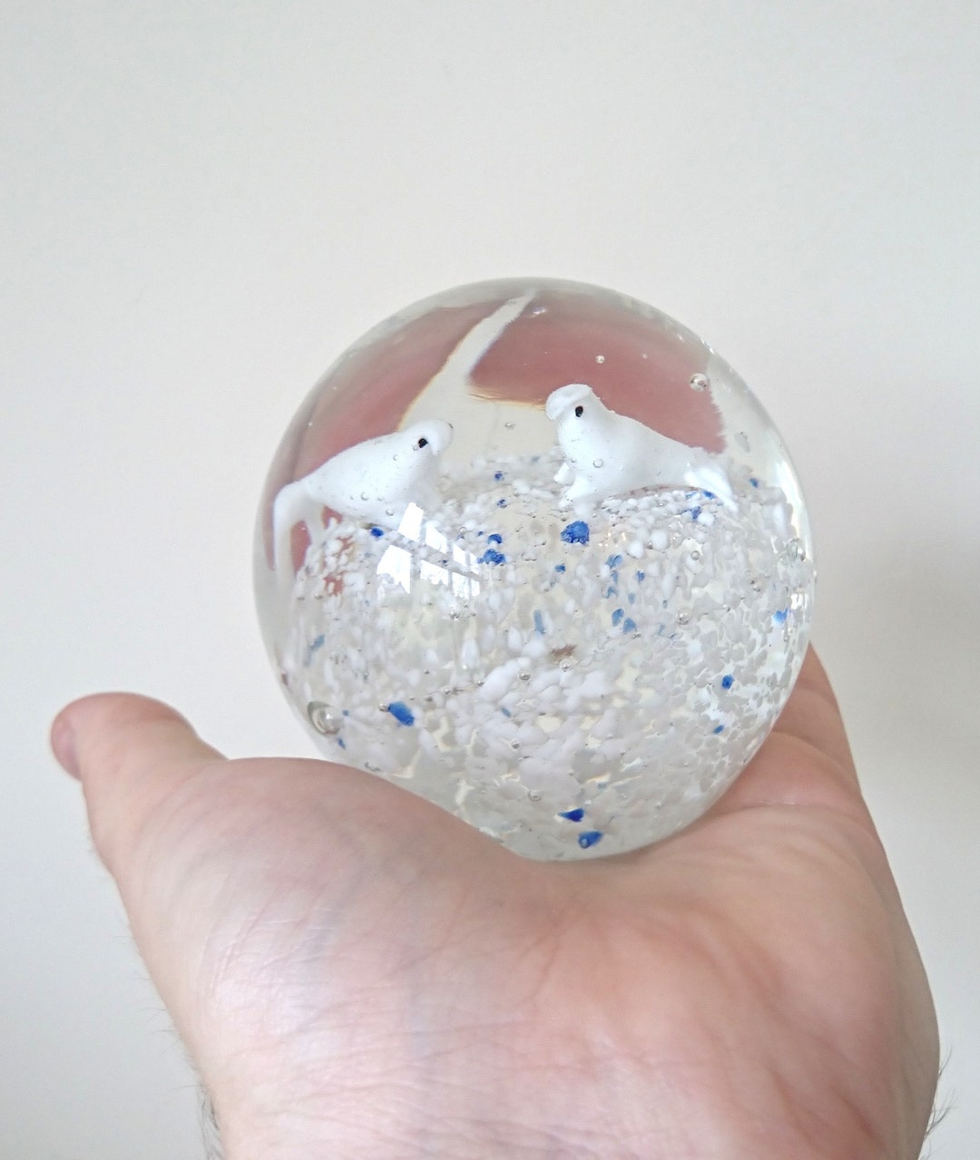Vintage Seal Paperweight, Winter Snow Scene Collector's Glass - Etsy