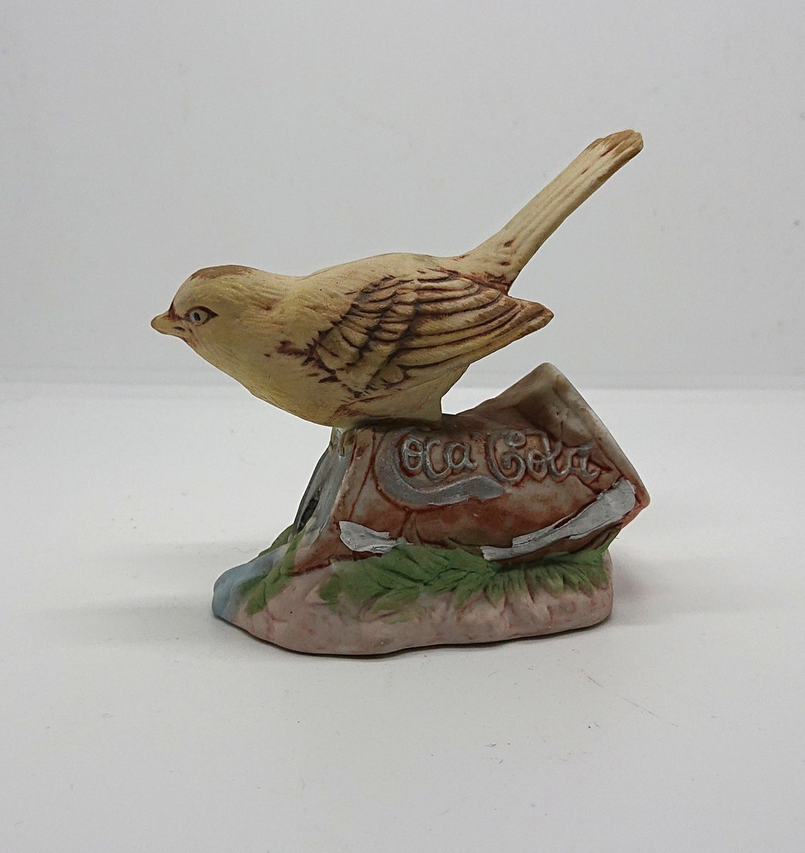 Vintage Bird Figurine on Coca Cola Can Cute Ceramic Porcelain Bird ...