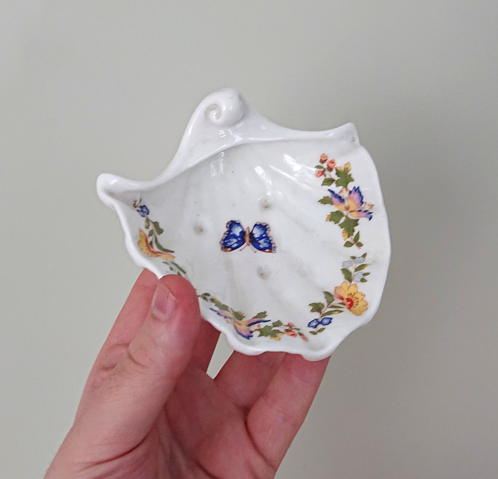 Shell Shaped Dish Cottage Garden Aynsley Fine Bone China Porcelain Made ...
