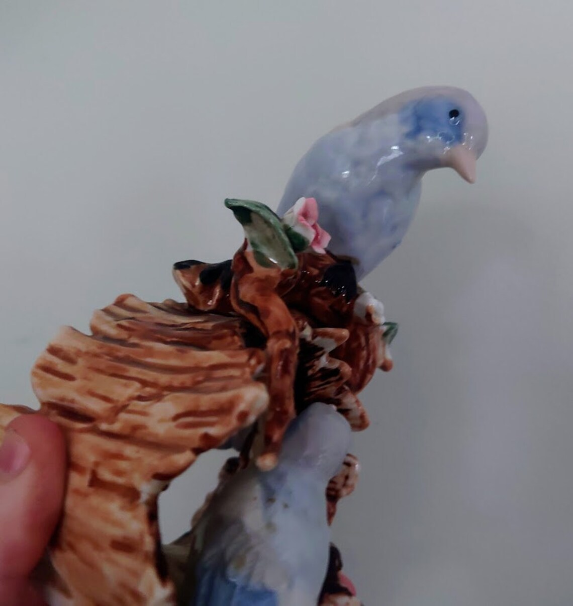 Vintage Bird Figurine on Log Collectable Birds Porcelain Birds Mother ...