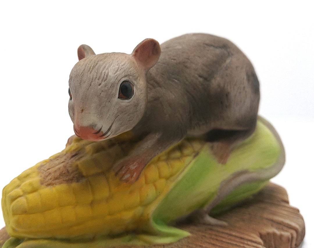 Vintage Ceramic Mouse Figurine Field Mice on Corn Cute Mouse Kitsch ...