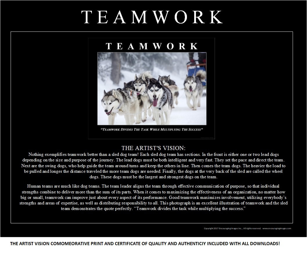 Download,motivational Poster,teamwork, Iditarod,sled Team,dog Sled ...