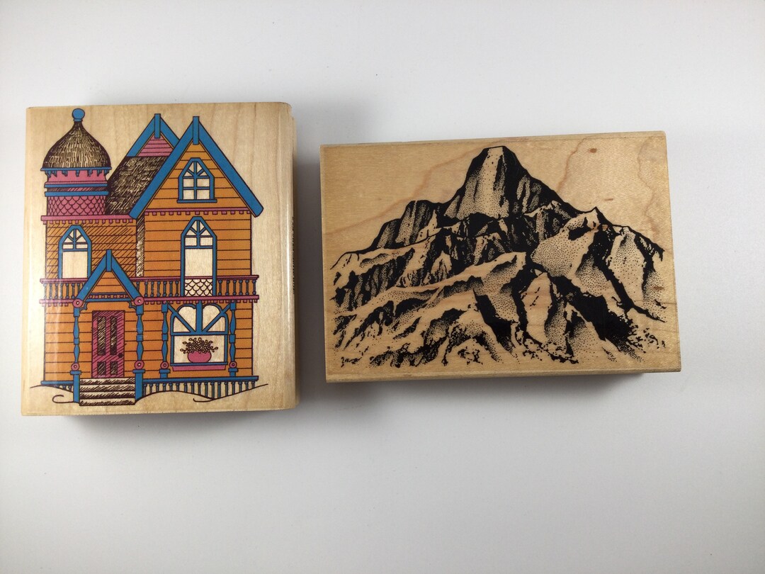 Rubber Stamps 2 Tall Peak Stampscapes House, INKADINKADO - Etsy