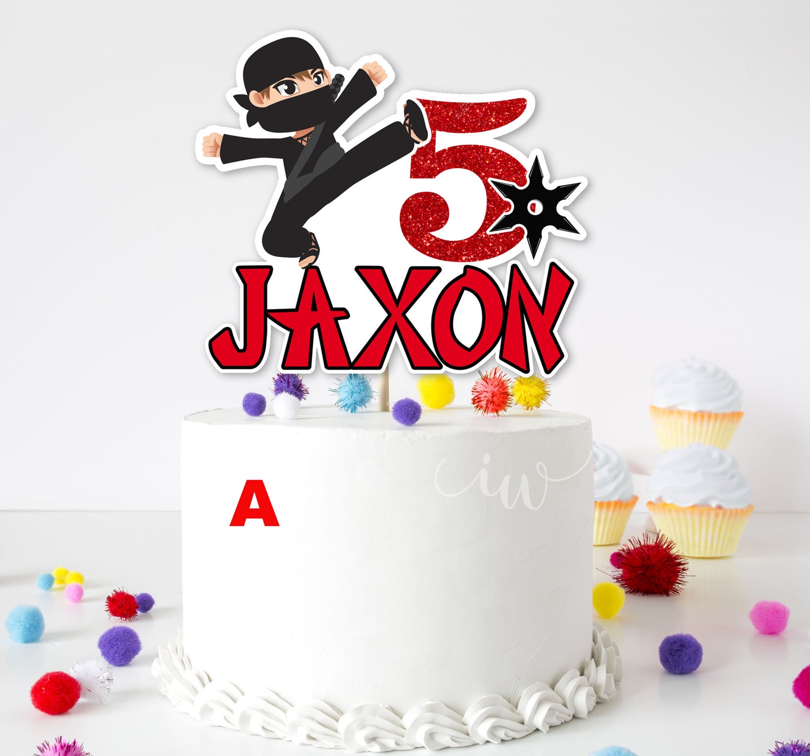 Ninja Theme Birthday Party Cake Topperr Ninja Birthday - Etsy