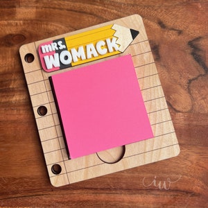 Personalized Teacher Sticky Note Pad Holder | Teacher Appreciation Gift ...
