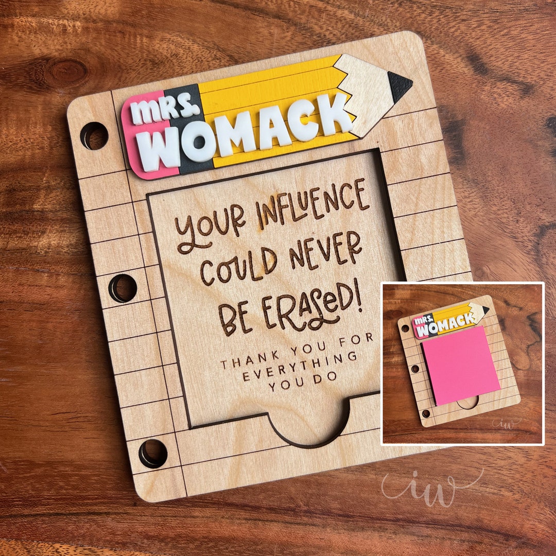 Personalized Teacher Sticky Note Pad Holder | Teacher Appreciation Gift ...