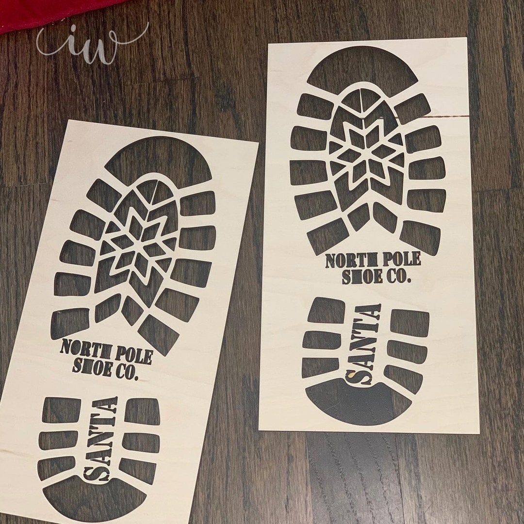Santa Boot Print Stencil Christmas Footprint christmas Stencil Reusable ...
