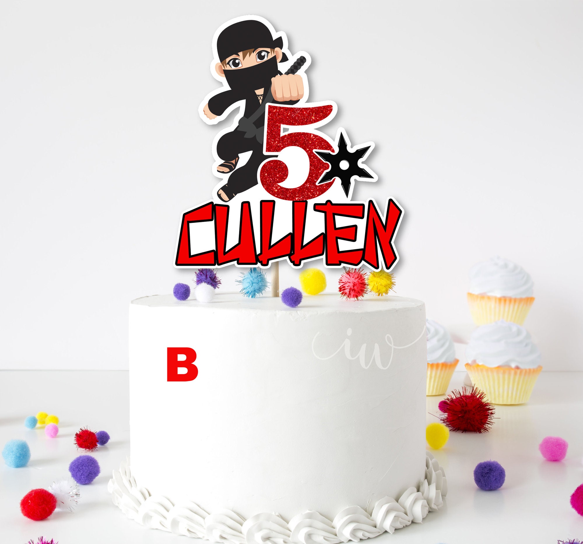 Ninja Theme Birthday Party Cake Topperr Ninja Birthday - Etsy