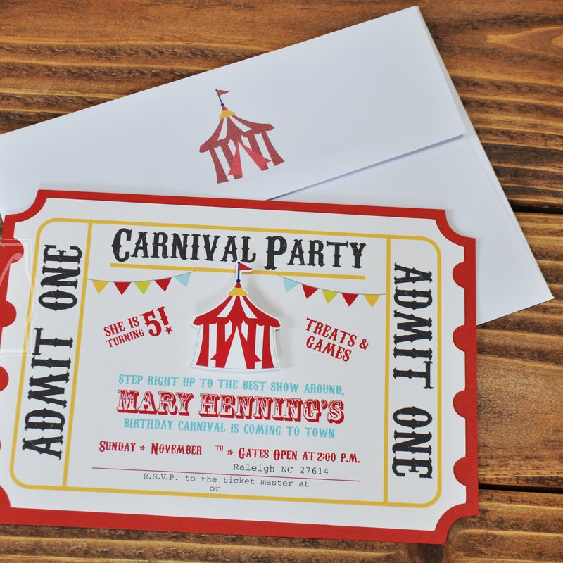 Carnival Birthday Invitation - Etsy