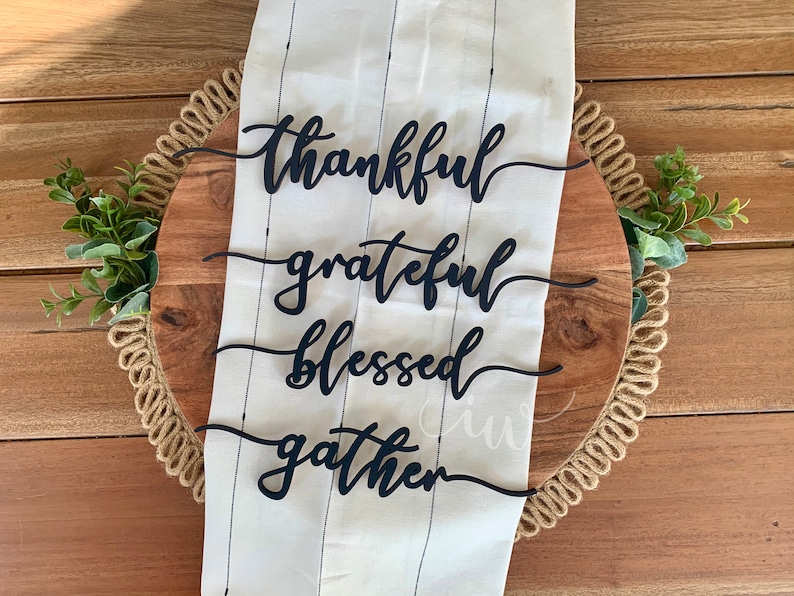 Thankful, Grateful, Blessed and Gather Words Fall Dining Table Wood ...
