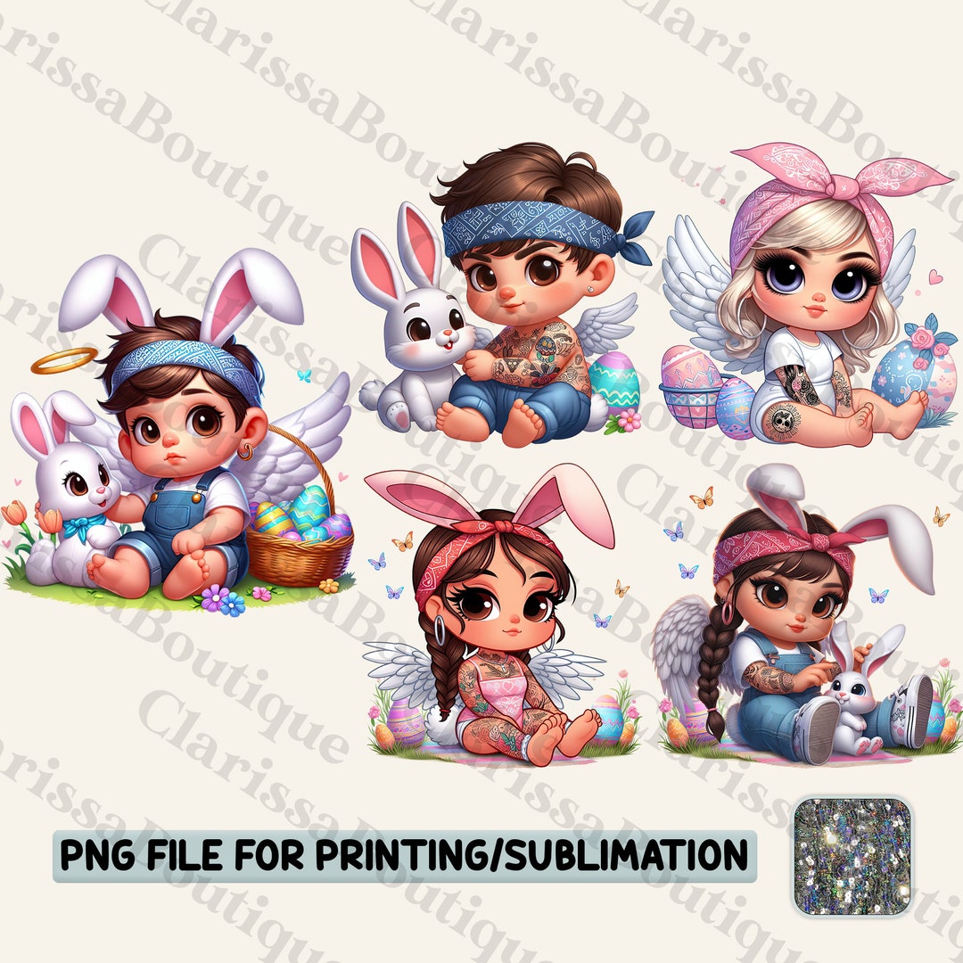 Easter Baby Angel Old School Chola Bundle Png, Spanish Easter Day Png ...