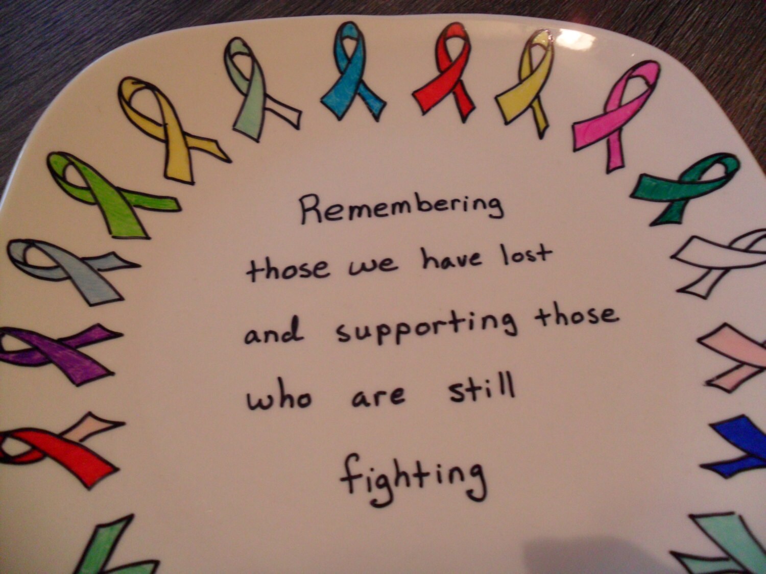 Cancer Ribbon Decorative Plate - Etsy