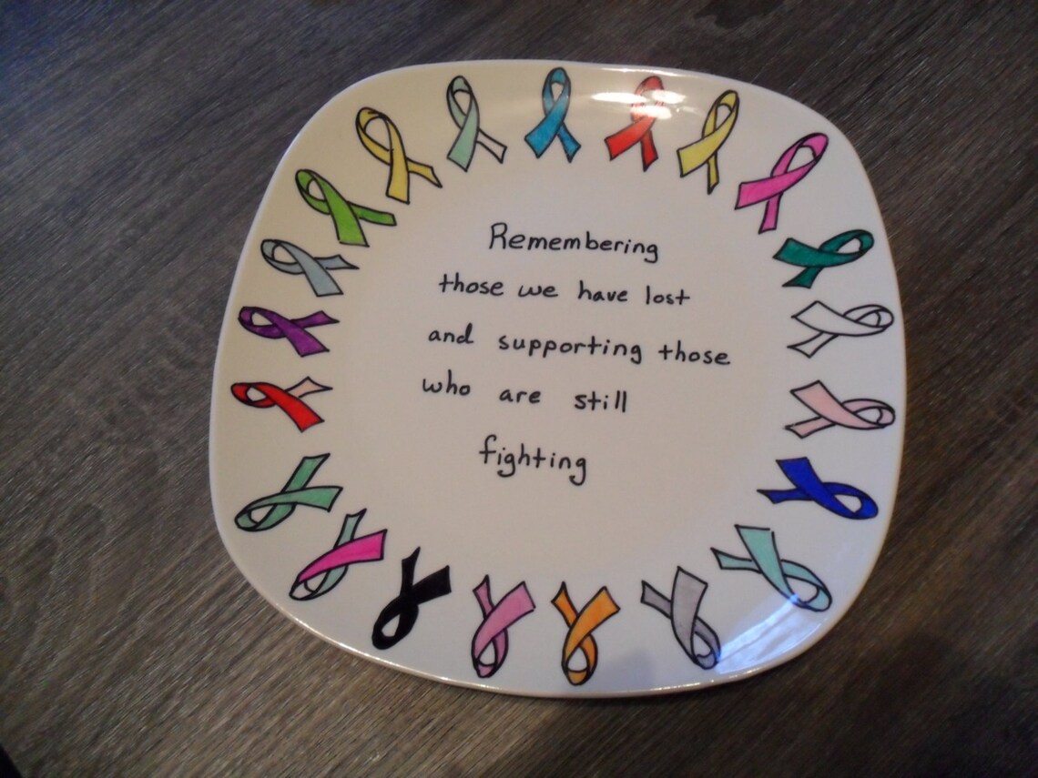 Cancer Ribbon Decorative Plate - Etsy