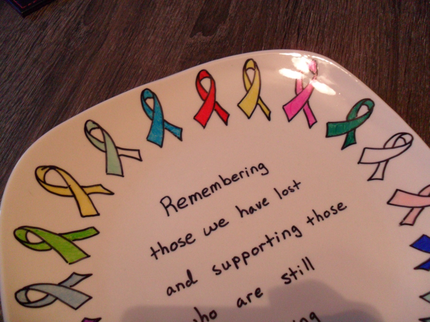 Cancer Ribbon Decorative Plate - Etsy
