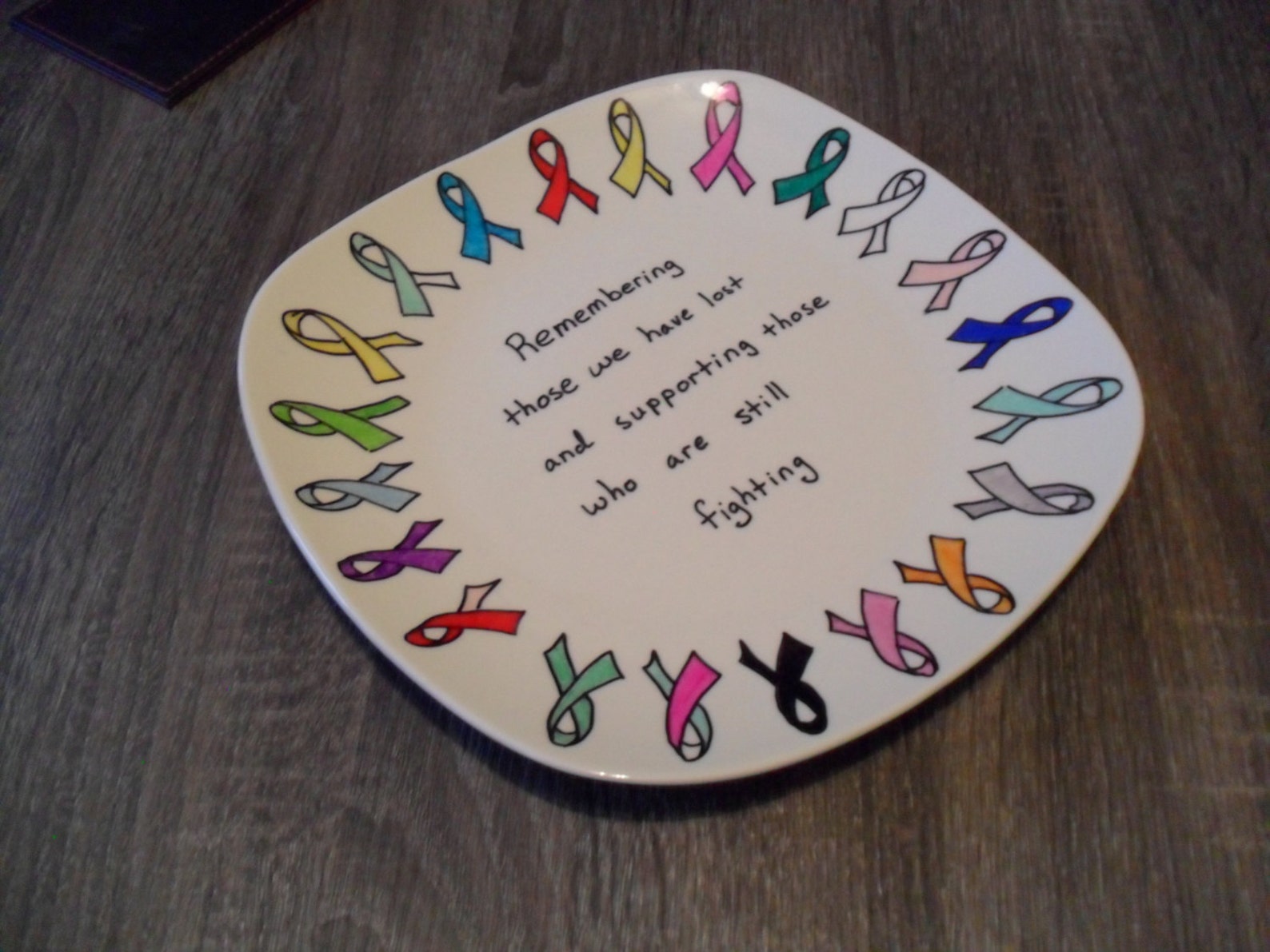 Cancer Ribbon Decorative Plate - Etsy