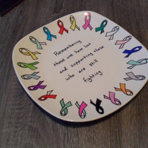 Cancer Ribbon Decorative Plate - Etsy