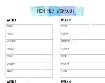 Fillable Monthly Workout Planner - Etsy