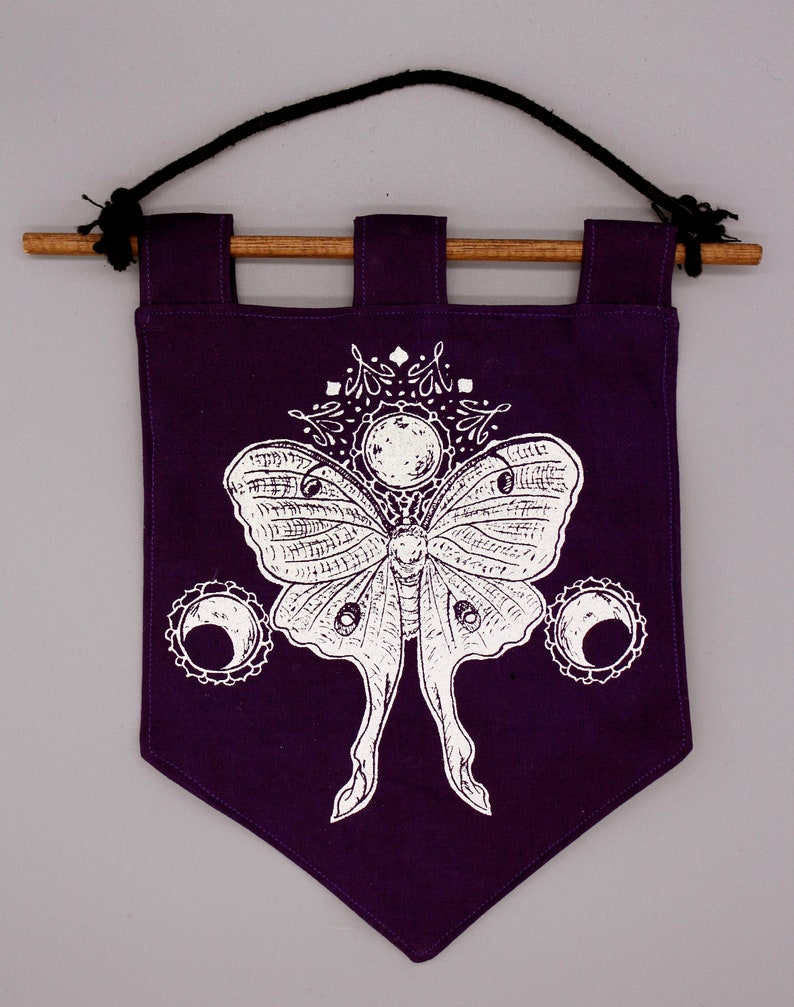 Luna Moth V. 2 Handmade Screen Printed Bitty Banner | Etsy