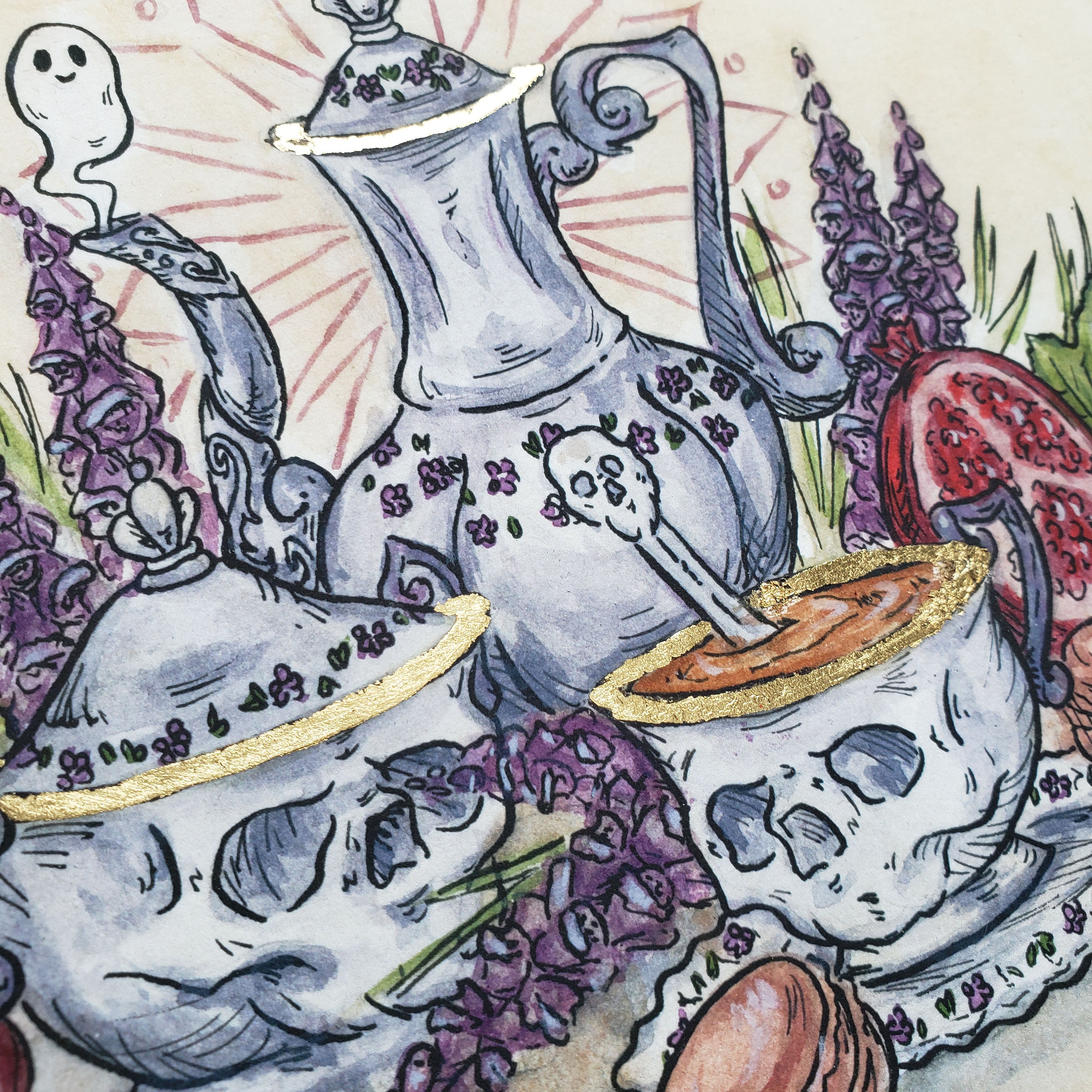 Haunted Tea Party Hand Embellished Fine Art Print - Etsy