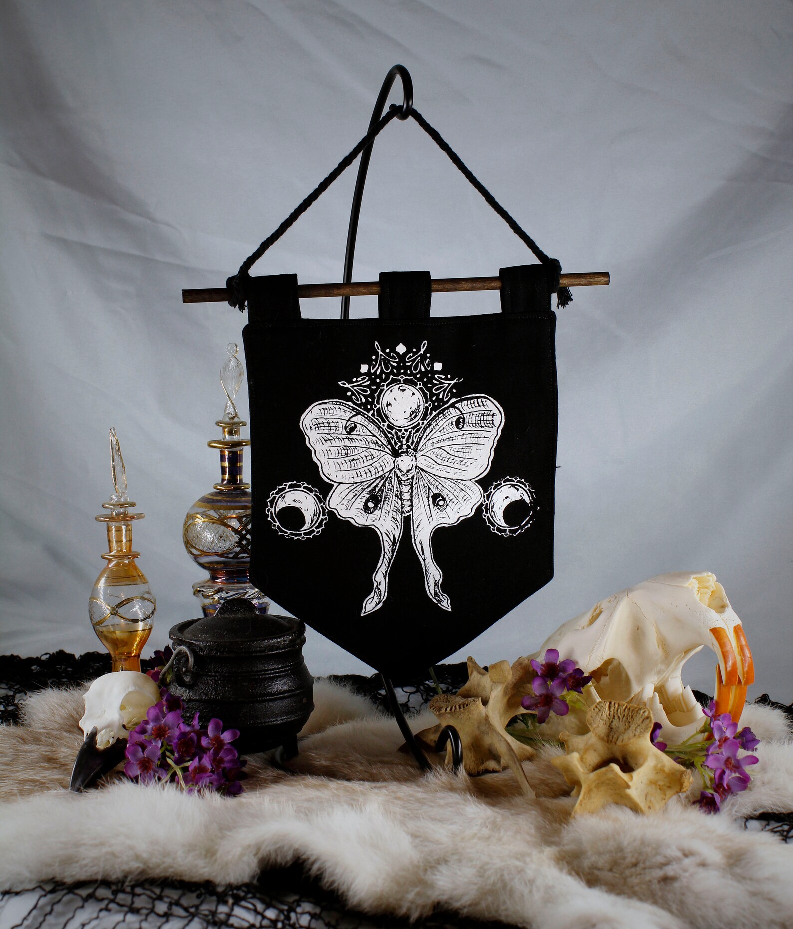 Luna Moth V. 2 Handmade Screen Printed Bitty Banner | Etsy