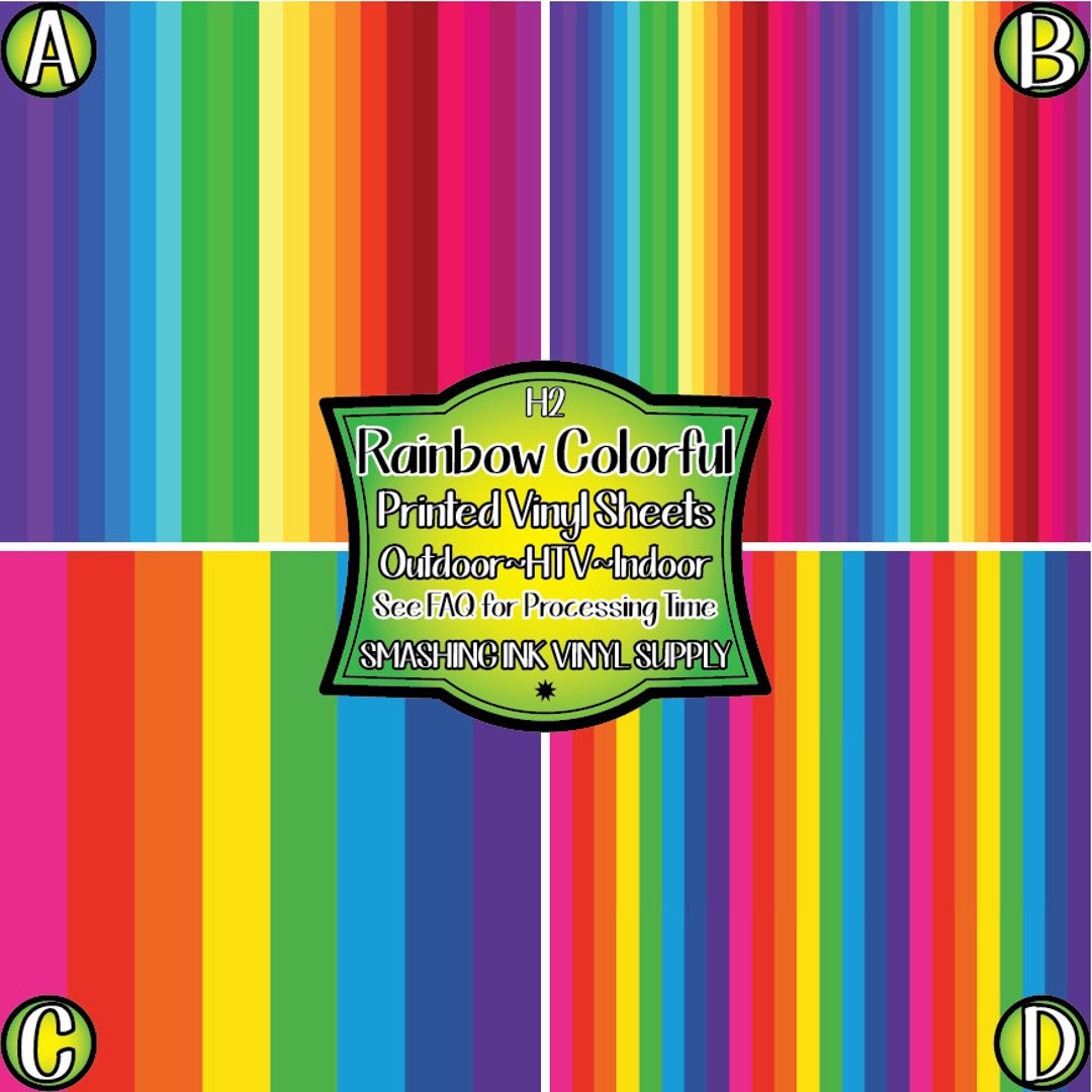 Rainbow Adhesive Vinyl | Heat Transfer | Faux Leather | Laser Safe ...